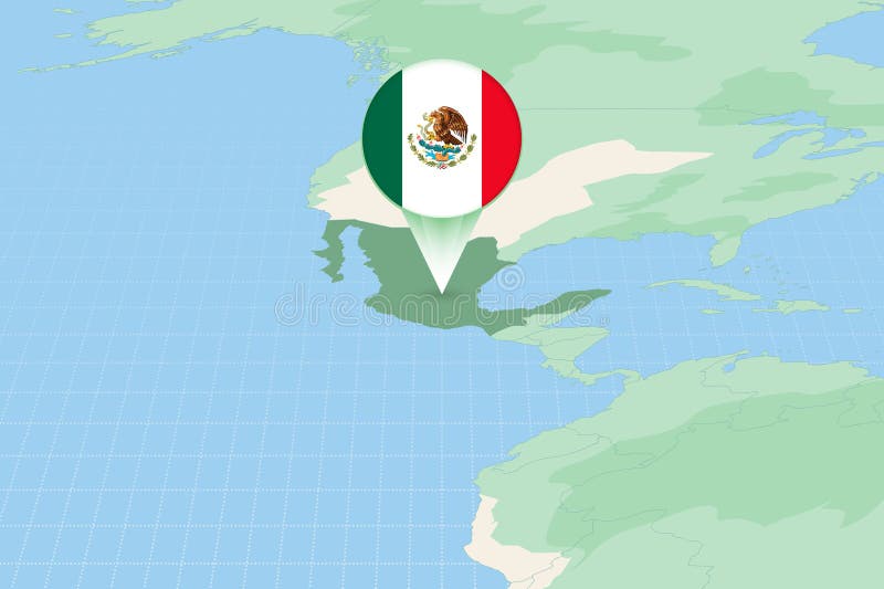 Map Illustration of Mexico with the Flag. Cartographic Illustration of ...