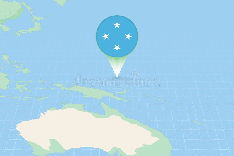 Map Illustration of Micronesia with the Flag. Cartographic Illustration ...