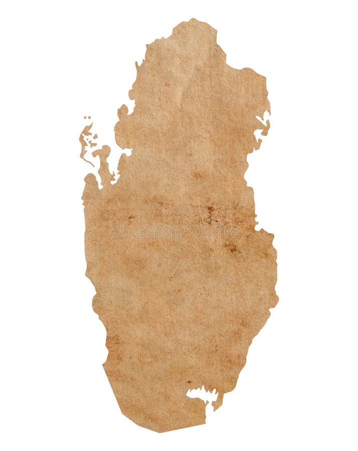 Map of Qatar on Old Brown Grunge Paper Stock Illustration ...
