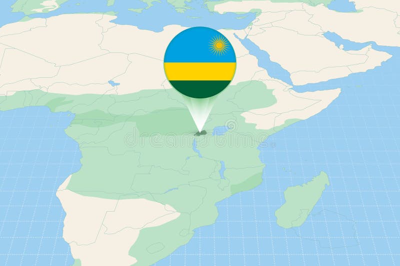 Map Illustration of Rwanda with the Flag. Cartographic Illustration of ...