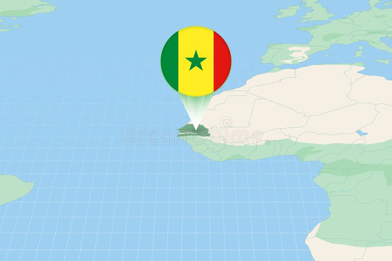 Map Illustration of Senegal with the Flag. Cartographic Illustration of ...