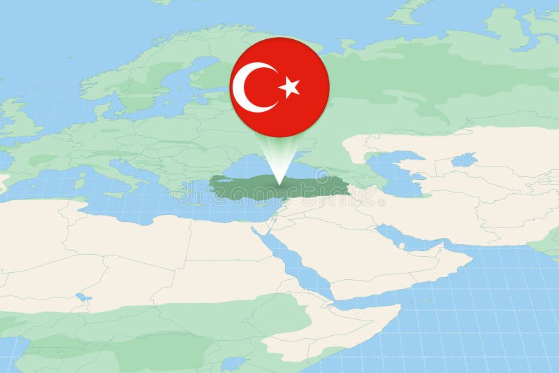 Map Illustration of Turkey with the Flag. Cartographic Illustration of ...