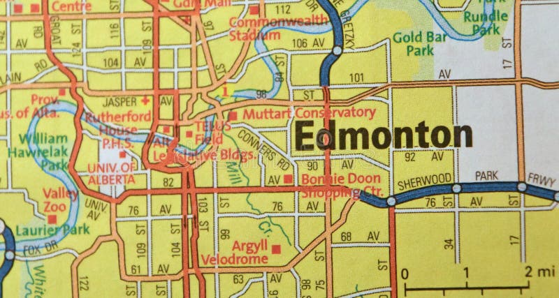 Map Image of Edmonton, Alberta, Canada Stock Image - Image of alberta ...