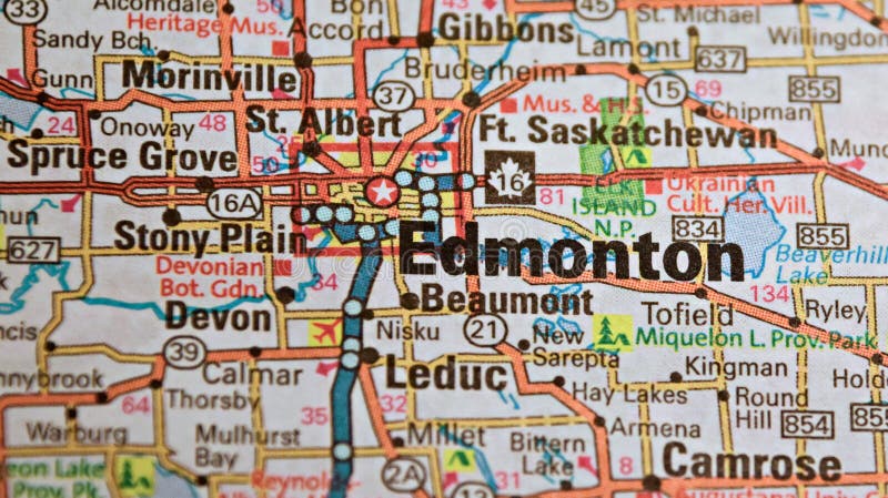 Map Image of Edmonton, Saskatchewan, Canada Editorial Stock Photo ...