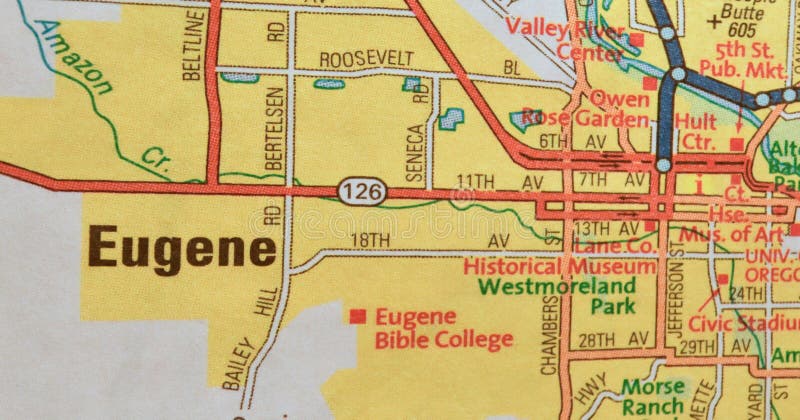 Map Image of Eugene Oregon 2 Stock Photo - Image of travel, wayside ...