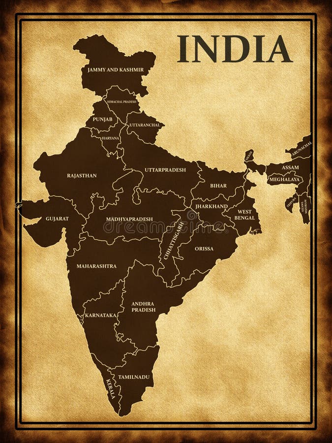 India Political Map stock vector. Illustration of asia - 193162085