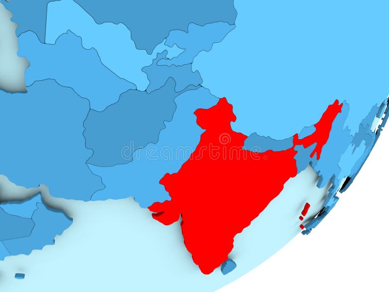 Map of India on Blue Political Globe Stock Illustration - Illustration ...