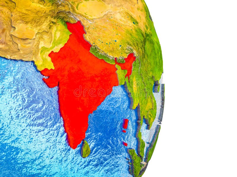 Map of India on 3D Earth stock illustration. Illustration of india ...