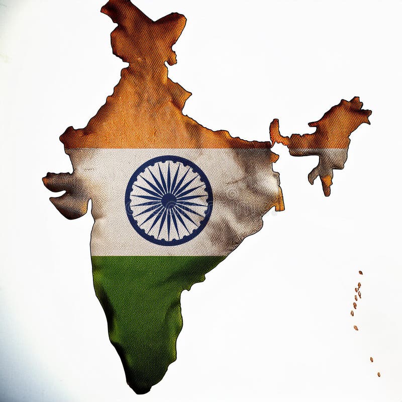 Map of India with Flag stock illustration. Illustration of country ...