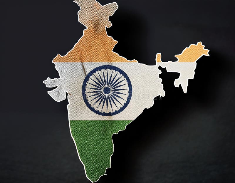 Map of India with Flag stock illustration. Illustration of atlas ...