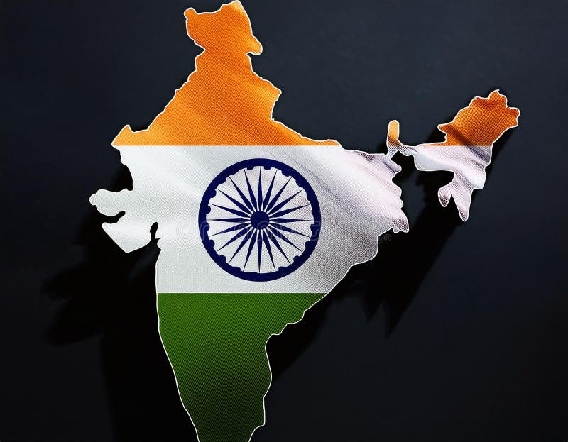 Map of India with Flag stock illustration. Illustration of green ...