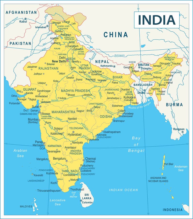 India Map - Highly Detailed Vector Illustration Stock Vector ...