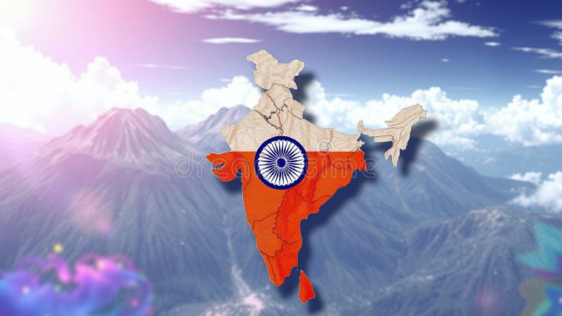A Map of India with the Indian Flag in the Center Stock Illustration ...