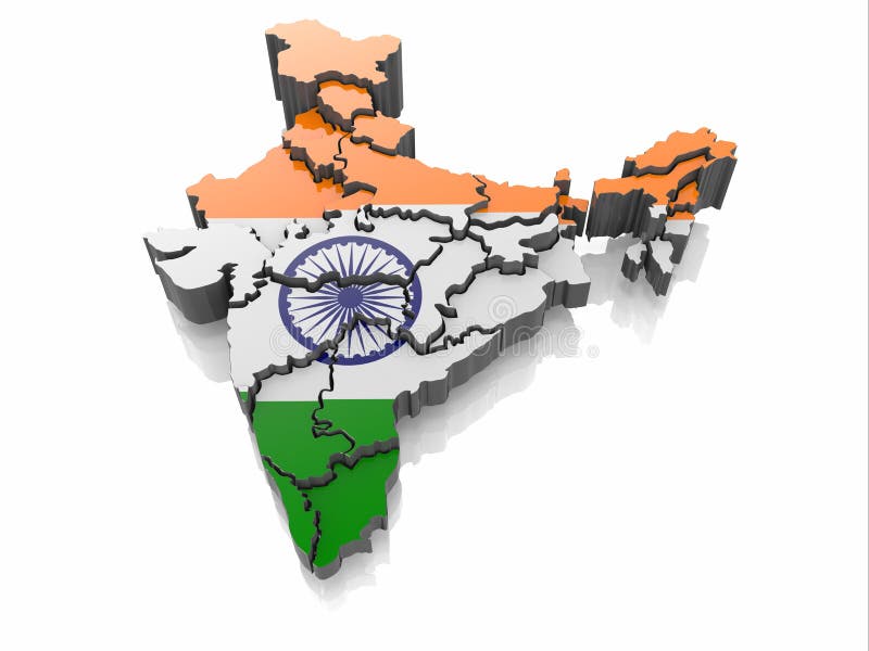 Map of India in Indian Flag Colors Stock Illustration - Illustration of ...