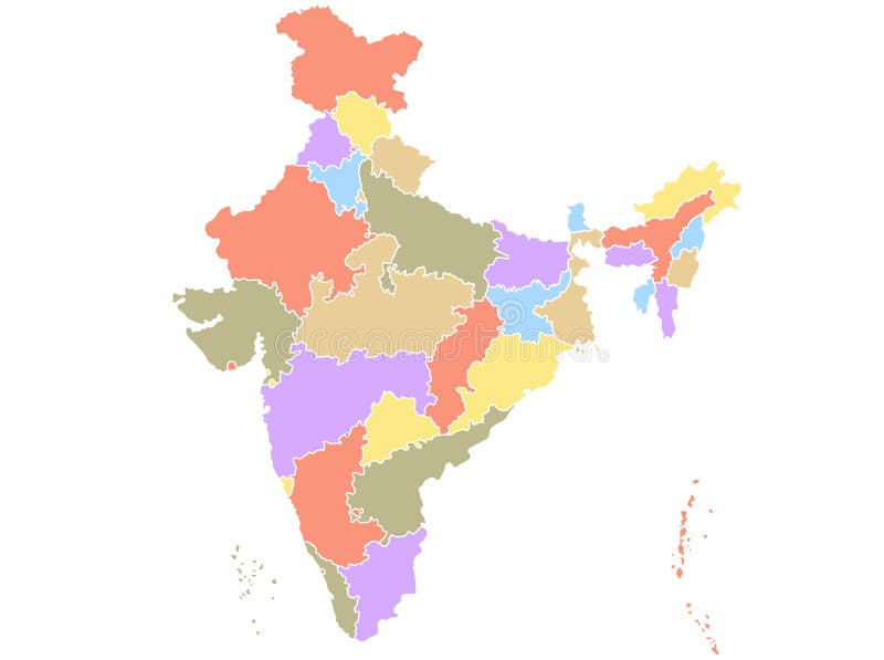 Map of India by Region in Different Colors Stock Vector - Illustration ...