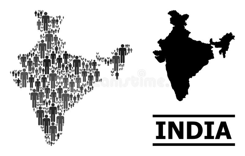 Vector Men Collage Map of India and Solid Map Stock Vector ...