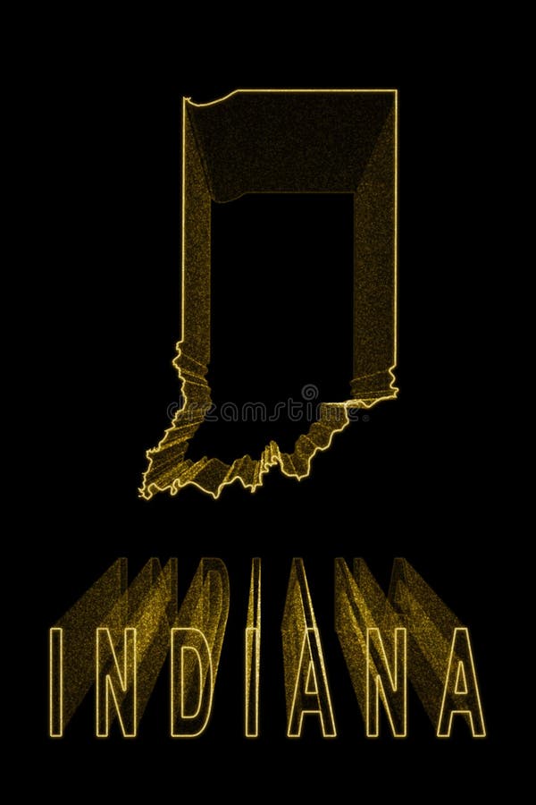 Map of Indiana, Gold Map on Black Background Stock Illustration ...