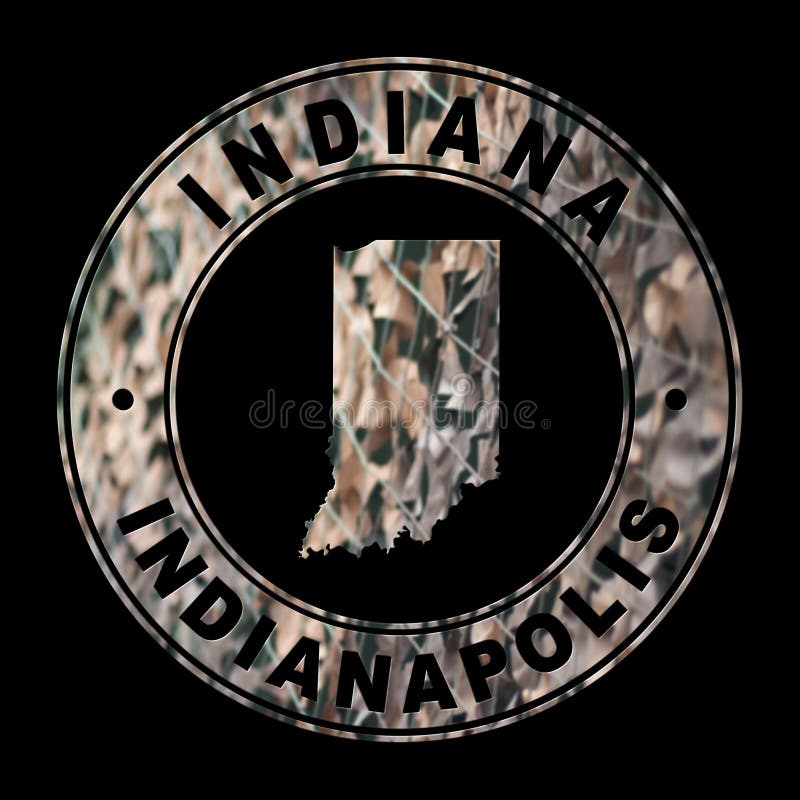 Map of Indiana, Military Stamp Stock Illustration - Illustration of ...
