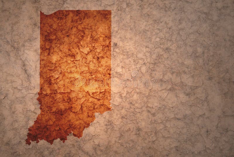 Map of Indiana State on a Old Vintage Crack Paper Stock Image - Image ...