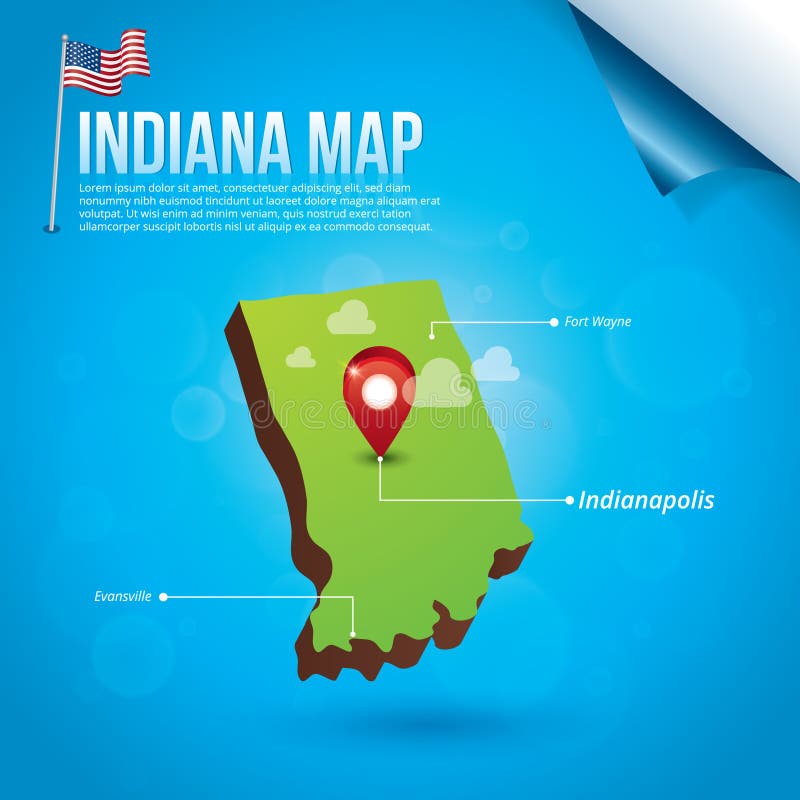 Map of Indiana State. Vector Illustration Decorative Design Stock ...