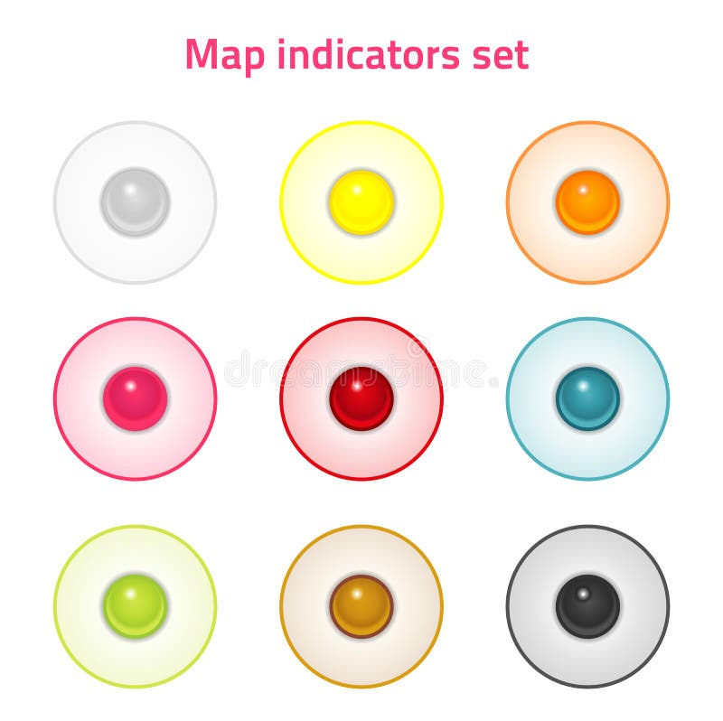 Map indicators set stock illustration. Illustration of shiny - 35221299
