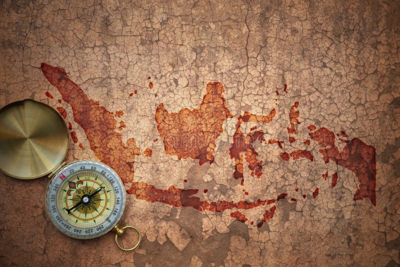 Vintage Indonesia map stock image. Image of central, city - 96884251