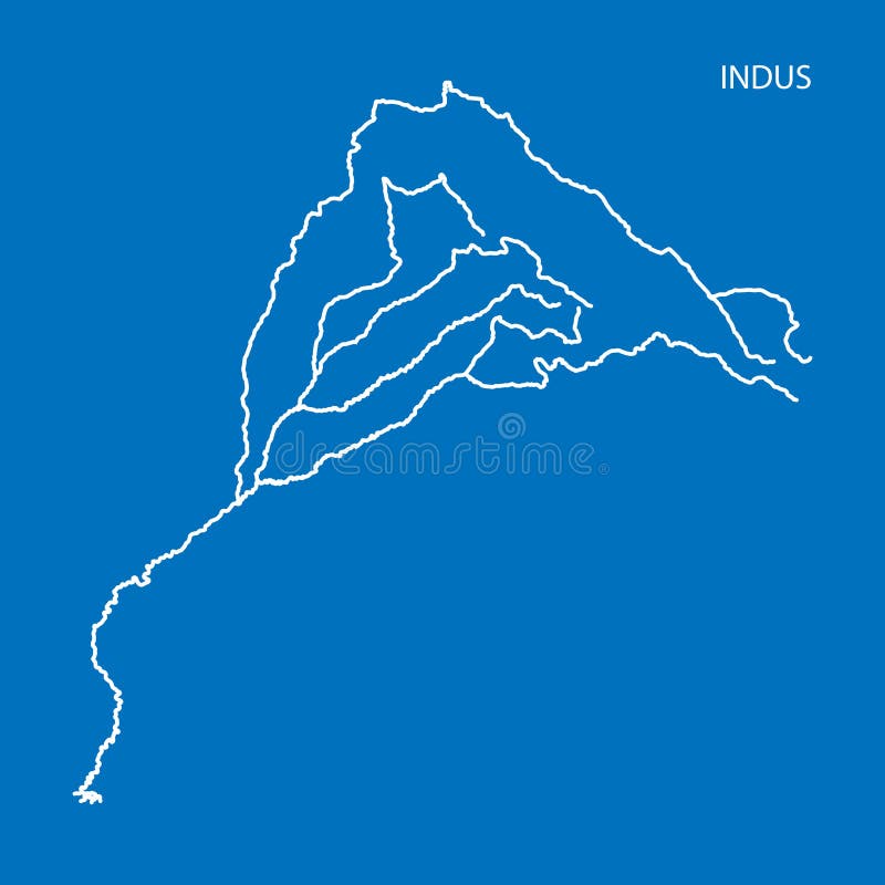 Map of Indus River Drainage Basin. Simple Thin Outline Vector ...