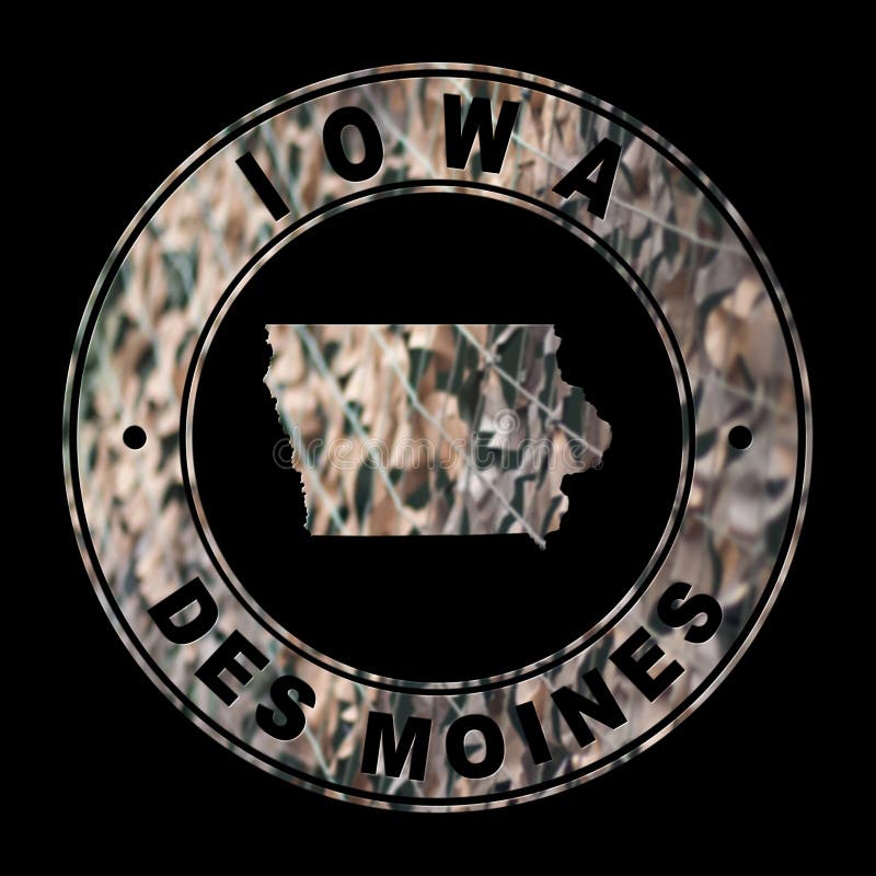 Map of Iowa, Military Stamp Stock Illustration - Illustration of fight ...