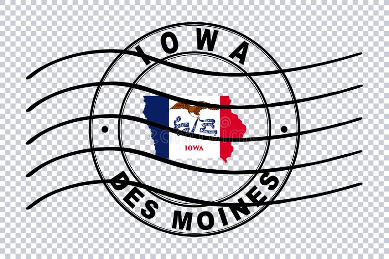 Map of Iowa, Postal Passport Stamp, Travel Stamp Stock Illustration ...