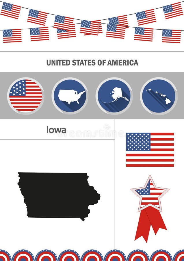 Map of Iowa. Set of Flat Design Icons Nfographics Elements with Stock ...