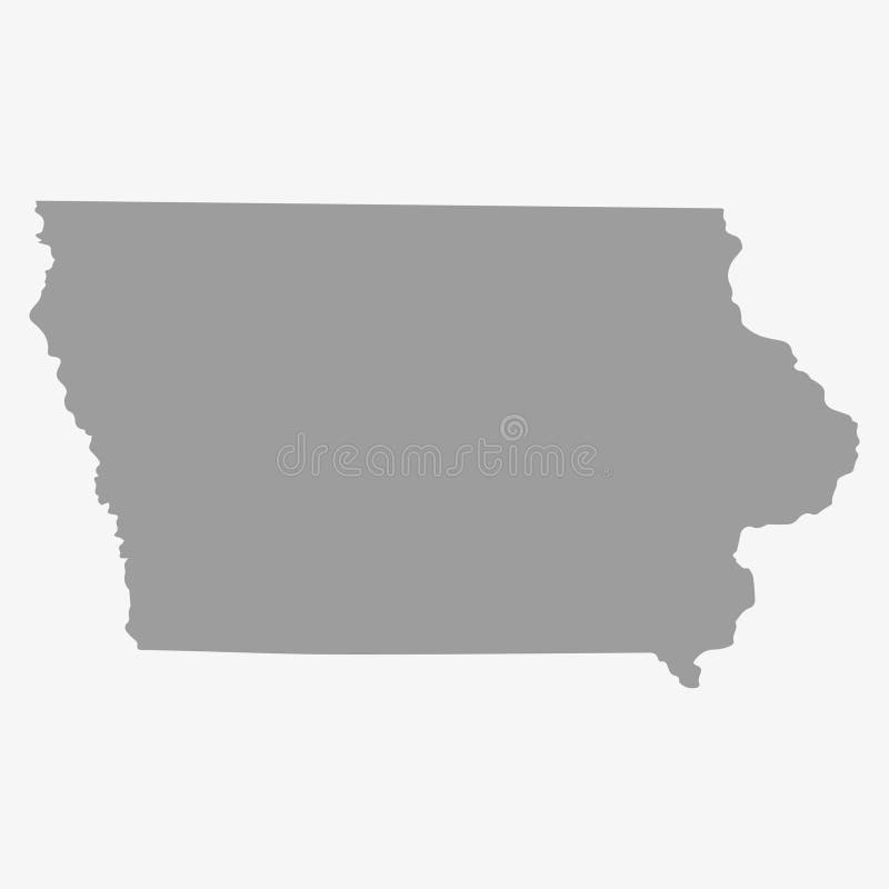 Iowa, IA, Gray Political Map, US State, Nicknamed the Hawkeye State ...