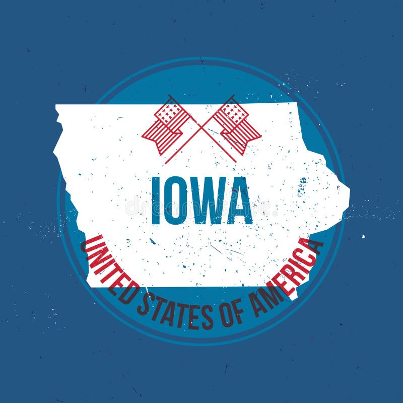 Map of Iowa State Label. Vector Illustration Decorative Design Stock ...