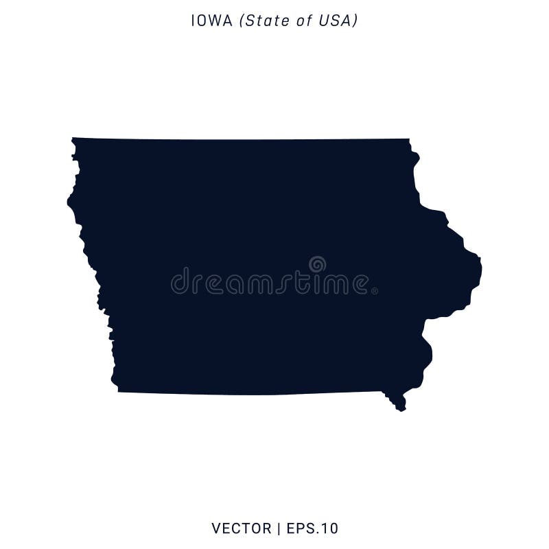 Iowa Vector Map, Night View. Compass Icon, Map Navigation Elements ...