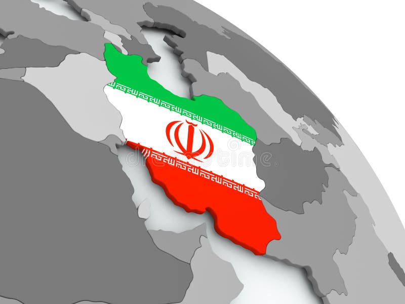 Map of Iran with Flag on Globe Stock Illustration - Illustration of ...