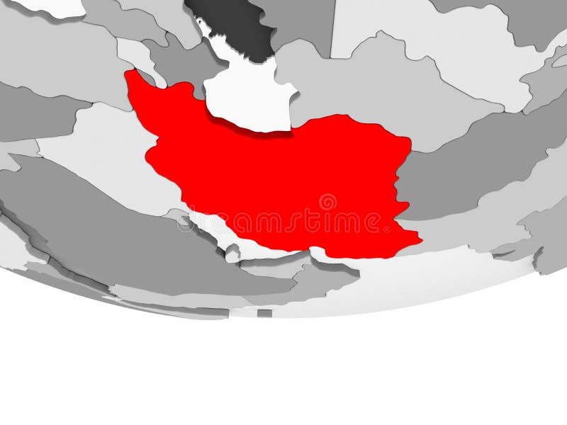 Map of Iran on Grey Political Globe Stock Illustration - Illustration ...