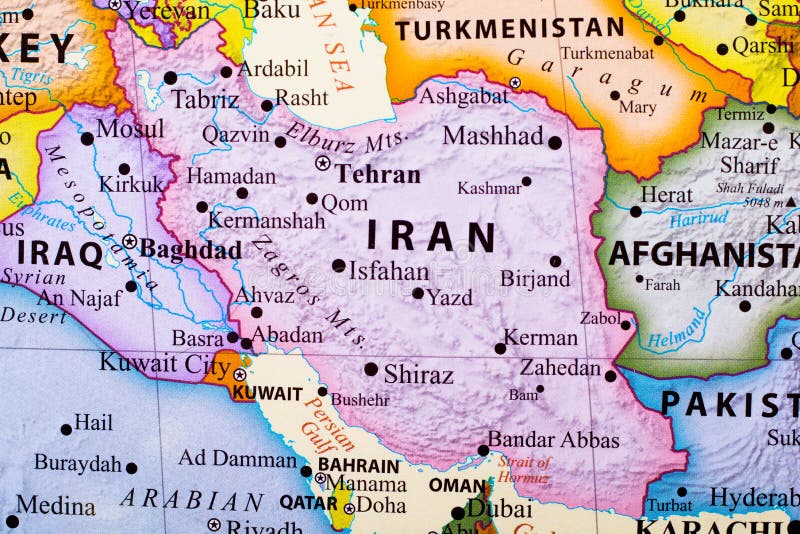 Map of Iran stock photo. Image of explore, border, territory - 128337620