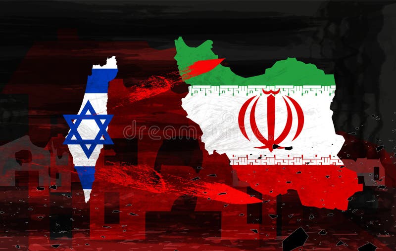 Map of Iran and Map of Israel with Flags Texture .Concept of the ...