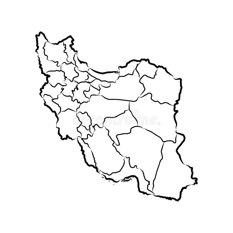 Map of Iran, Outline Map Iran Vector Illustration, Map of Iran with an ...