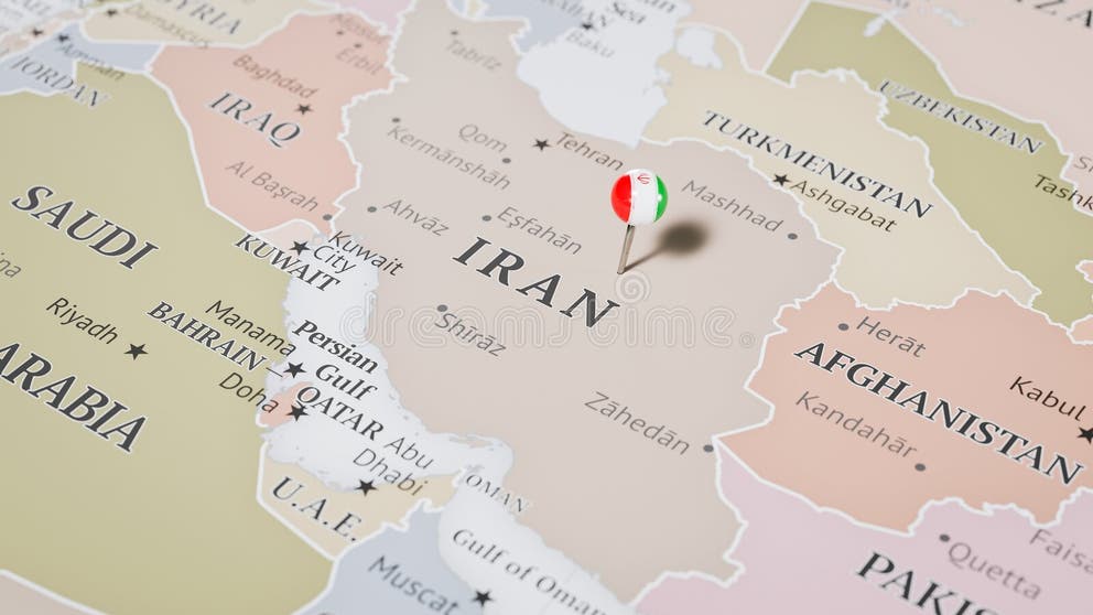 A Map of Iran, with a Pin Featuring the Iranian Flag Editorial Stock ...