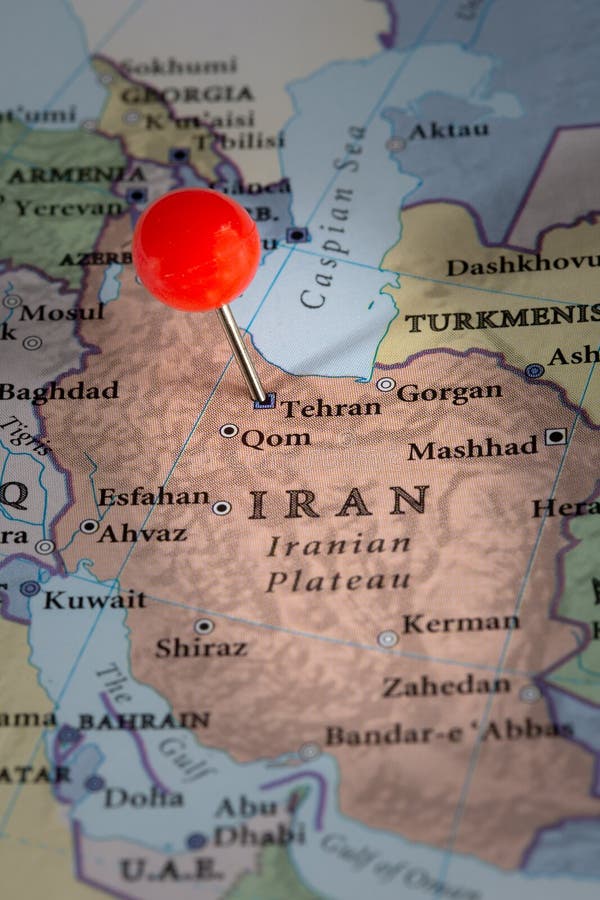 A Map of Iran with a Pin Marking the Location of the Capital City of ...