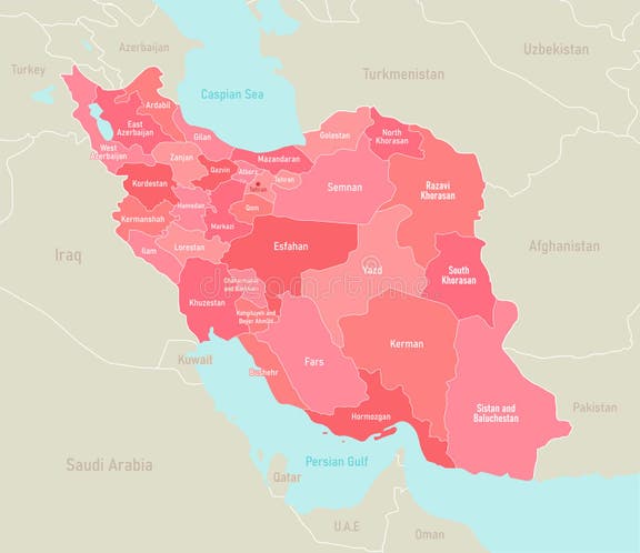 Map of Iranian Provinces Vector Illustration Stock Vector ...