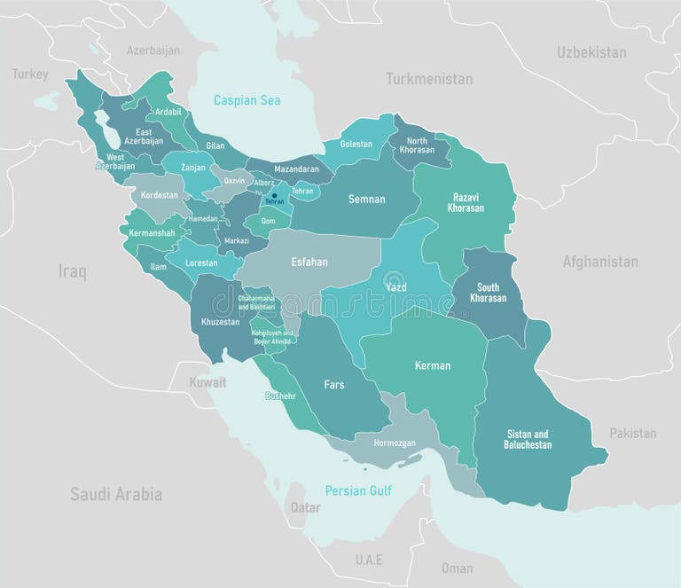 Map of Iranian Provinces Vector Illustration Stock Vector ...