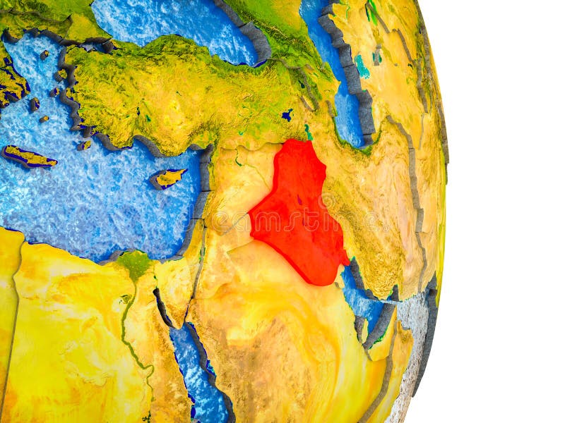 Map of Iraq on 3D Earth stock illustration. Illustration of earth ...