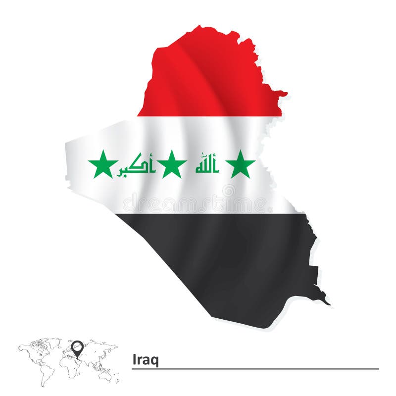 Map of Iraq with flag stock vector. Illustration of figure - 125150723