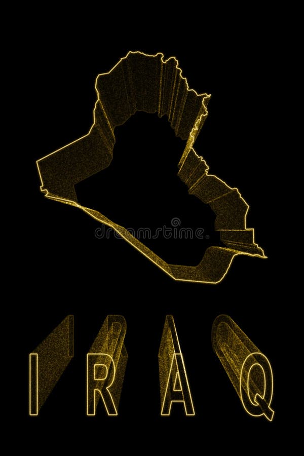 Map of Iraq, Gold Map on Black Background Stock Illustration ...