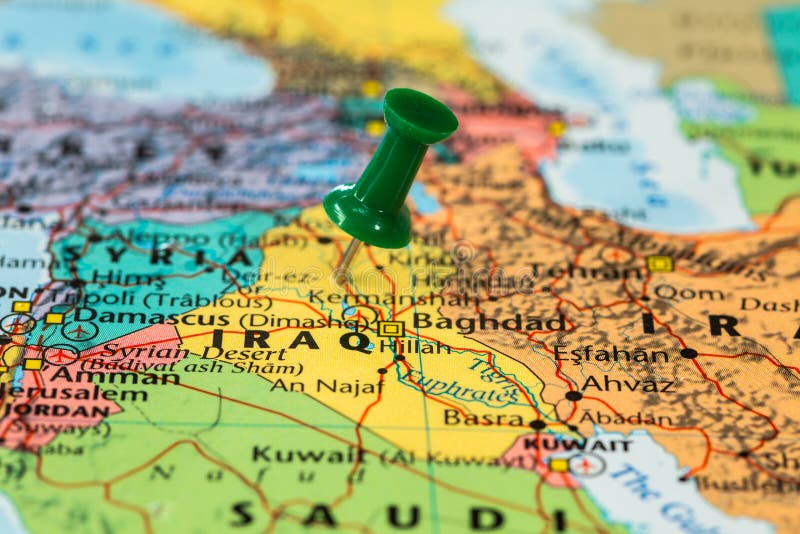 Iraq Map. Green Grass, Sky and Cloudy Concept. Stock Photo - Image of ...