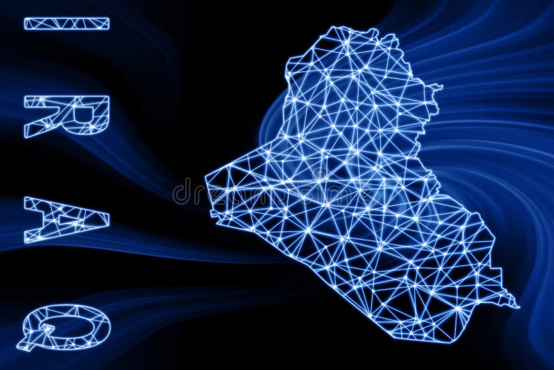 Map Of Iraq, Polygonal Mesh Line Map Stock Illustration - Illustration ...