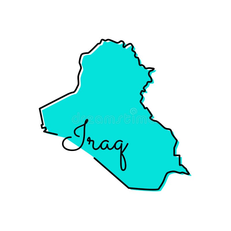 Iraq Vector Map Outline, Line, Linear. Iraq Black Map on White ...