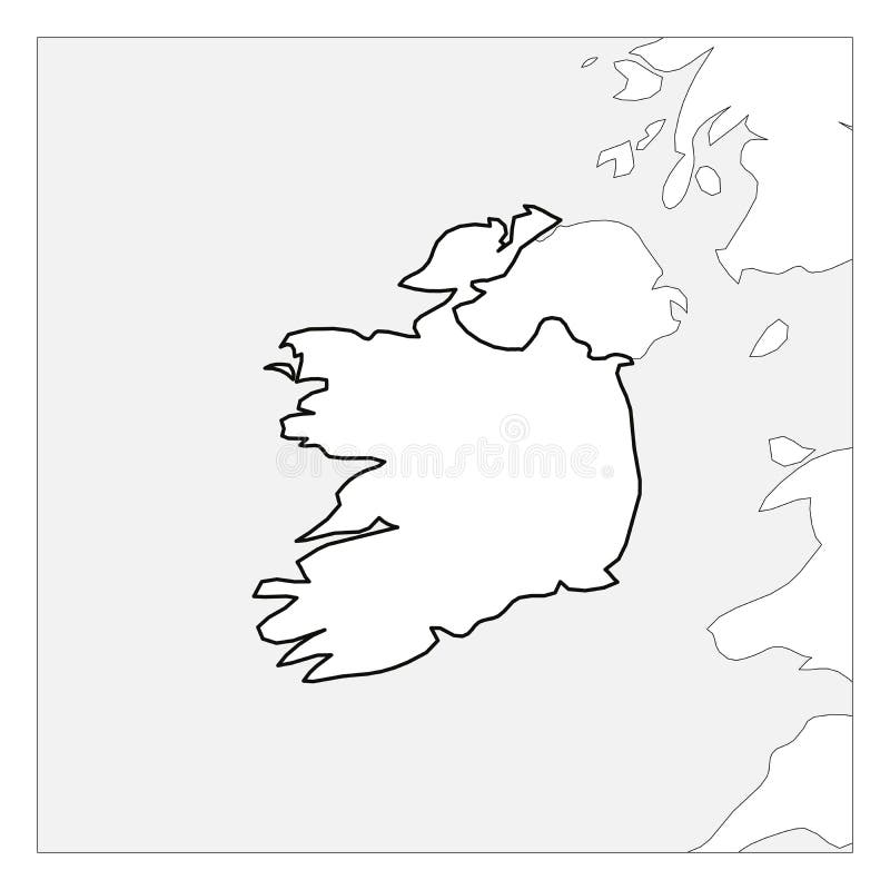 Map of Ireland Black Thick Outline Highlighted with Neighbor Countries ...