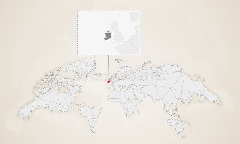 Map of Ireland with Neighbor Countries Pinned on World Map Stock Vector ...